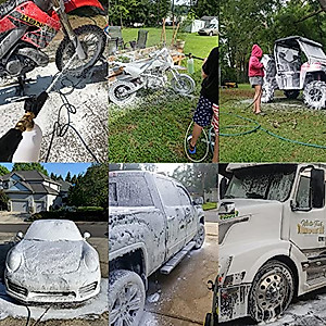 GDHXW 2 Liter Foam Cannon Pressure Washer Gun Heavy Duty Car Foam Blaster Big Mouth Adjustable Snow Foam Lance Thick Foam with 5 Nozzles and Quick Connector