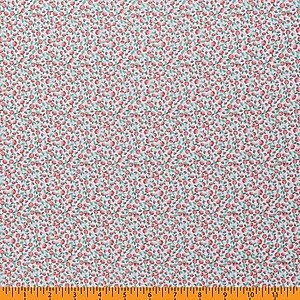 Mook Fabrics Cotton Calico Flowers, Coral Cut by The yard