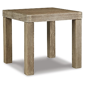 Signature Design by Ashley Outdoor Silo Point Eucaluptus Patio Square End Table, Brown