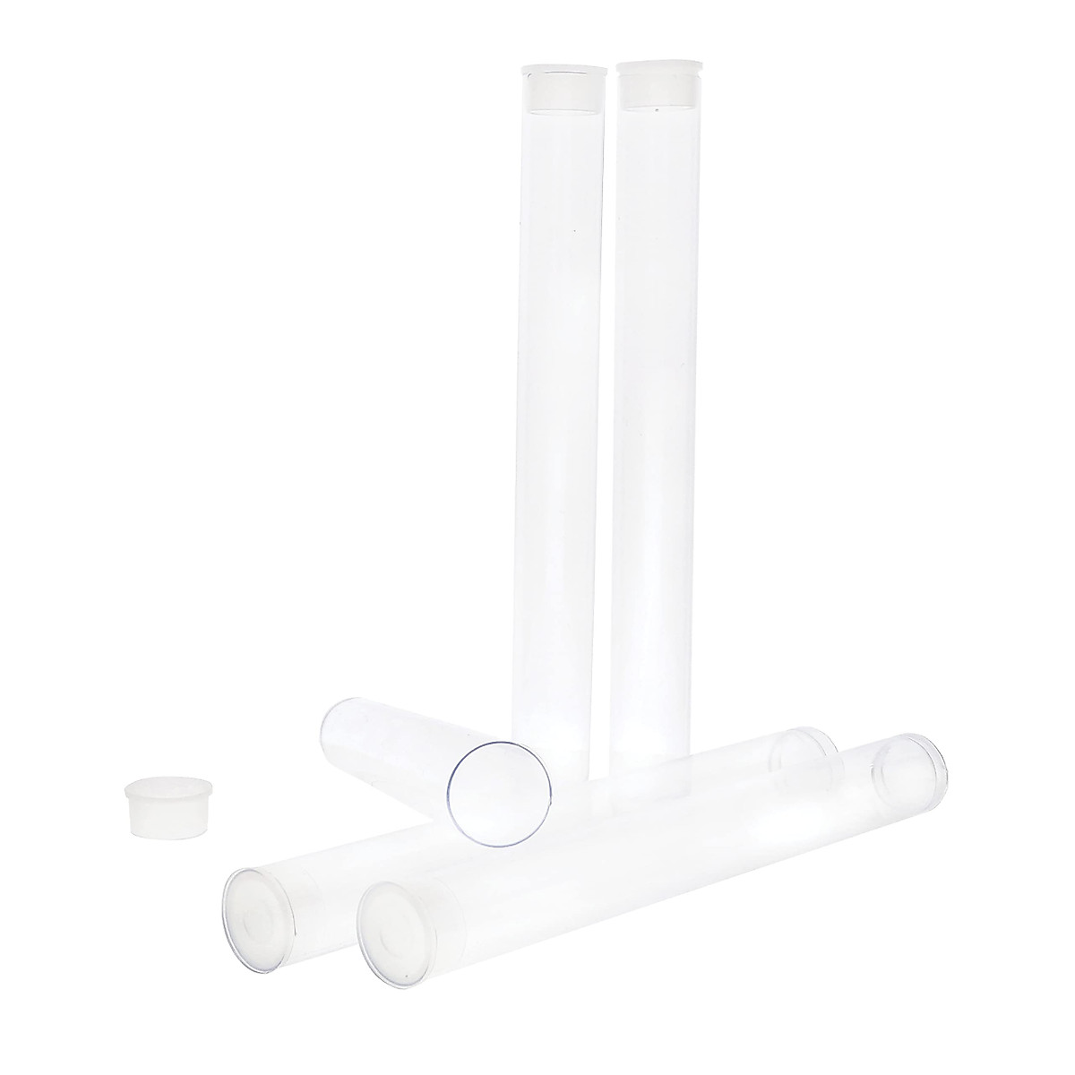 The Beadsmith Clear Plastic Tubes - 5-Inch-Long Round Tubes, 9/16 Inches in Diameter - Flat Caps - Use for Beads, Bath Salts, Wedding & Party Favors, Home or Office Storage - Bag of 100