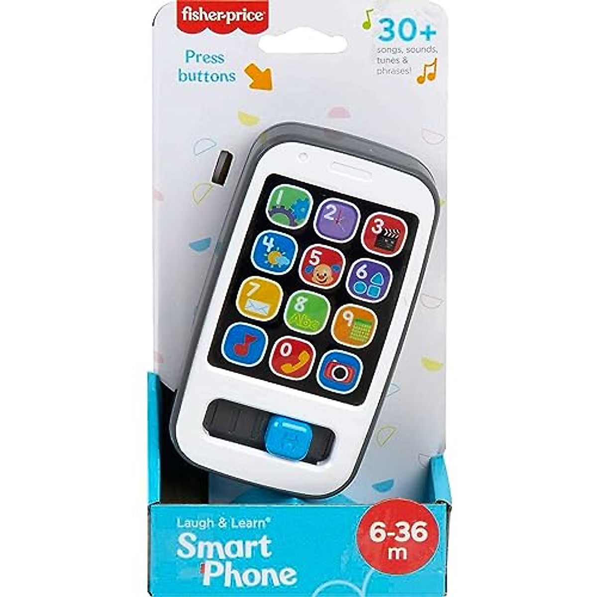 Fisher-Price Laugh & Learn Baby & Toddler Toy Smart Phone with Music Lights & Learning Songs for Ages 6+ Months, Gray