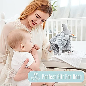 Cute Castle Security Blanket Baby Gifts Box - Soft Unisex Newborn Essentials for Boys and Girls - Neutral Baby Stuff Snuggle Cloths - Baby Registry Search Shower Gifts (White Tiger & Grey Elephant)