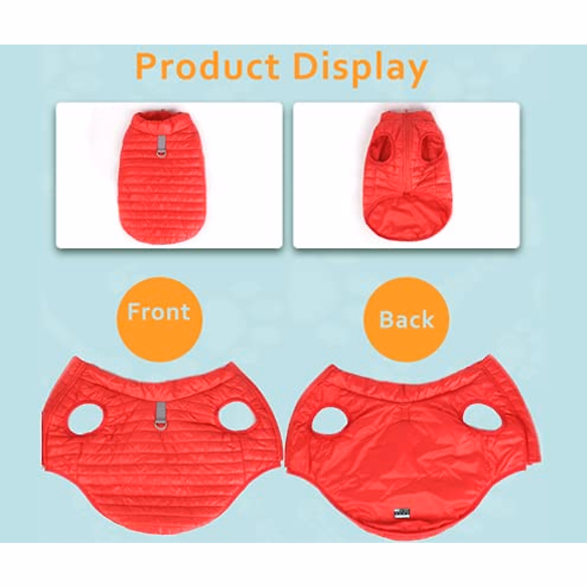 Vest Dog Jacket Ultra Thin Zip Up Wind Breaker with D Ring Leash - Cozy Waterproof Windproof Warm Dog Jacket - Dog Coats for Small, Medium, Large Dogs, for Indoor and Outdoor Use (Small, Red)