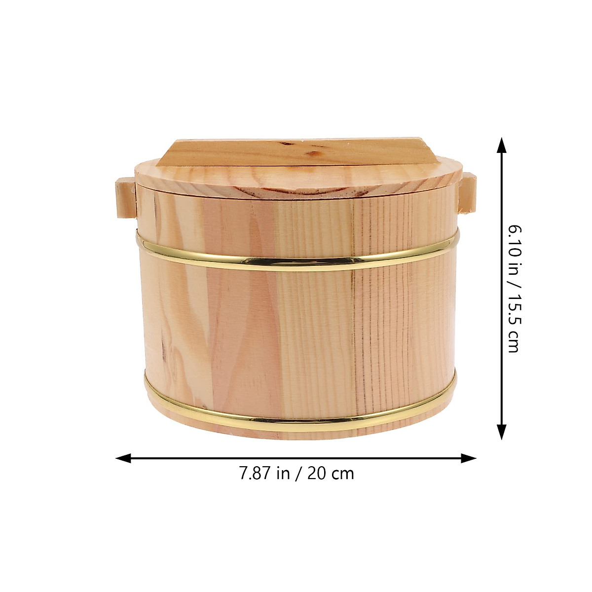 Wooden Rice Barrel Rice Bucket Wood Cooking Steamer: Wooden Steamed Cask Sushi Rice Cooling Bowl Rice Bowl Rice Cooking Tub with Lid for Home Restaurant Rice Sushi Bowl 20cm Kitchen