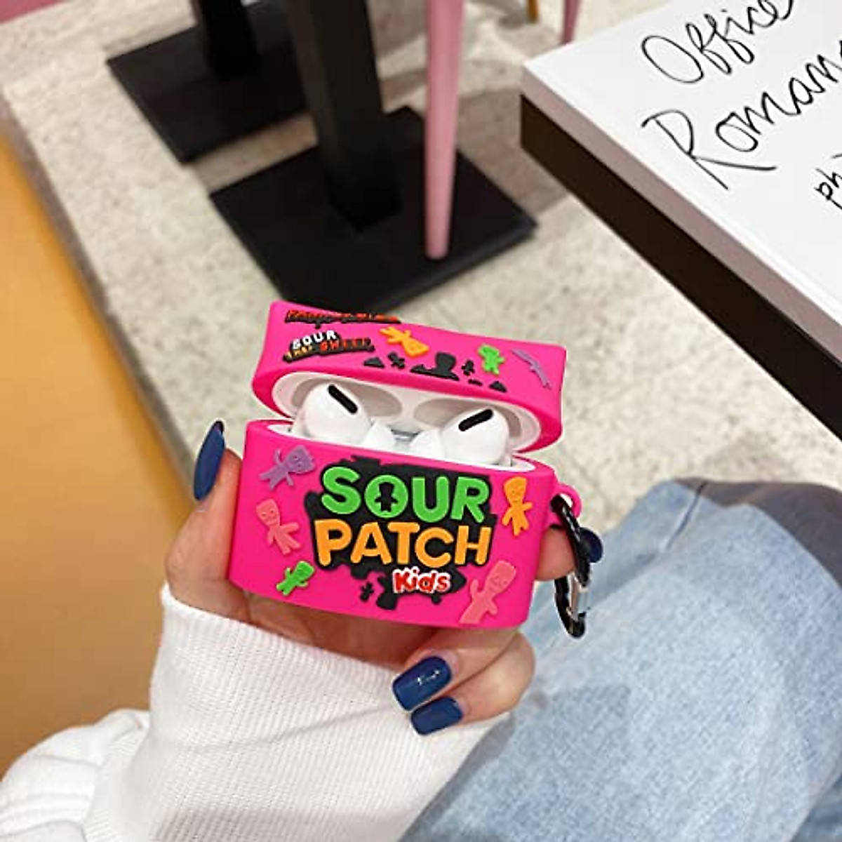 Air pod Pro Case, Food Design Airpod Pro Case for Girls Kids, 3D Cute Cartoon Funny Food Fashion Design Silicone Protective Skin Shell Compatible with 2019 Air pod Pro (Pro Candy Kids Rose red)