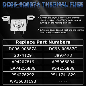 【Upgraded】DC47-00019A Dryer Heating Element for SAMSUNG DV40J3000EW/A2 DV45H7000EW/A2 DV42H5000EW/A3 DVE50R5400V/A3 DV42H5200EP/A3 DV210AEW/XAA DVE50M7450W/A3 DV42H5200EP DV48H7400EW/A2