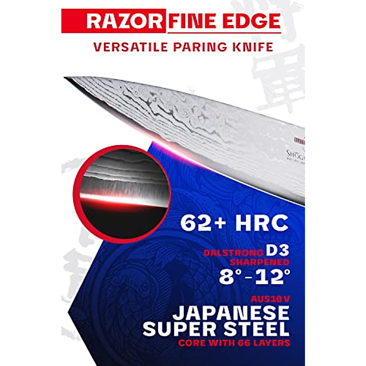 Dalstrong Paring Knife - 3.5 inch - Shogun Series ELITE - Damascus - AUS-10V Japanese Super Steel Kitchen Knife - Vacuum Treated - Vegetable, Fruit Knife - Razor Sharp Cooking Chef's Knife - w/Sheath