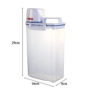 Rice Storage Box With Measuring Cup, Portable Rice Box Rice Cylinder Water-Proof Household Powder Jar Bean Flour Barrel