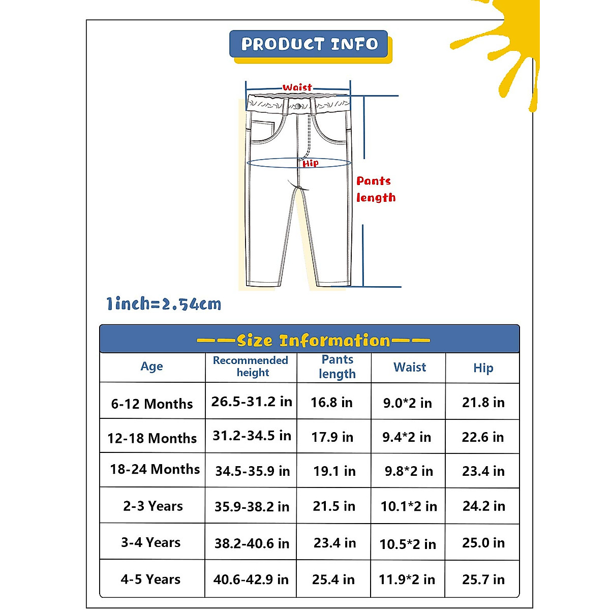 KIDSCOOL SPACE Baby Girl Boy Jeans,Little Kid Elastic Waist Ripped Denim Pants,Black,18-24 Months