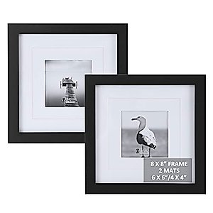 UMICAL 5x7 Picture Frame bundle with 8x8 Picture Frames Set of 2 Display 6x6 or 4x4 Pictures with Mat