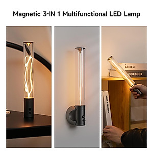 AUGE LIGHT 3-in 1 Battery Powered Wall Light Magnetic LED Wall Lamp Cordless Wall Lights Motion Sensor Wall Sconces for Indoor Staircase Corridor Beside Hallway Cabninet(Gray)