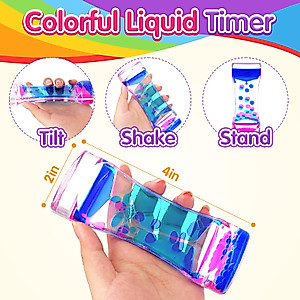 Liquid Timer - Sensory Toy for Relaxation, Liquid Motion Bubbler Timer with Floating Color Lava Lamp, 3-Pack Incredibly Effective Calming Stress Relief Hourglass Toy for Kids & Adults, Autism & ADHD