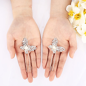 12 Pieces Butterfly Hair Pin Butterfly Hair Clips Crystal Pearl Hair Clips Bridal Wedding Hair Pins Bride Headwear Hair Accessories for Women(Charming Style)