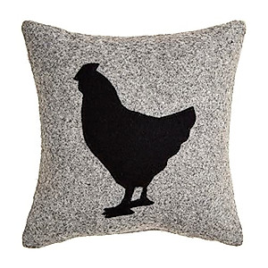 Mud Pie Felted Farm Pillow, 8" x 8", Rooster