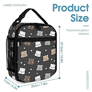 MINBHEBYUD Cute Cartoon Bear Lunch Bag for Men Women, Insulated Lunch Bags for Office Work, Reusable Portable Lunch Box