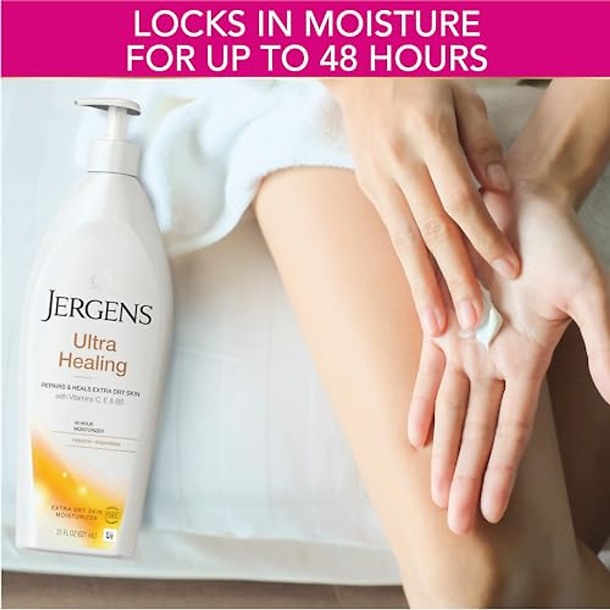 Jergens Ultra Healing Dry Skin Lotion, Hand and Body Moisturizer for Quick Absorption into Extra Dry Skin with Hydralucence Blend, Vitamins C, E and B5, White, 21 oz, Pack of 3