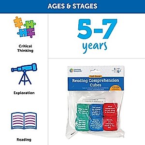 Learning Resources Reading Comprehension Cubes, 6 Colored Foam Cubes, Ages 6+, Multi-color, 1-5/8 L x 1-5/8 W in