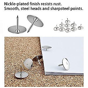 MROCO 600 Pack Thumb Tacks, Push Pins Steel Thumbtacks Sliver Thumb Tack Flat Head Push Pin, Office Thumbtack Clear Push Pins for Cork Board for Home, School, Sharp Steel Points 3/8 Inch Head