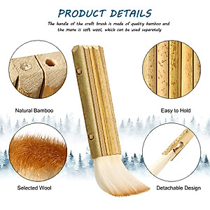 2 Pieces Hake Blender Brush Bamboo Brush for Ceramics Paint Brush Applicator Artist Drawing Brush Craft Painting Brushes for Watercolor, Wash, Ceramic and Pottery Painting (Classic Style)