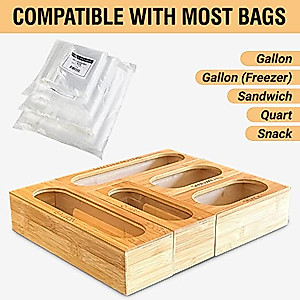 Waratah Home Bamboo Storage Bag Organizer - 5 Pc Magic Bag Organizer for Kitchen and Drawer, Compatible with Gallon, Quart, Sandwich, Snack and Variety Size Bag (Pack of 5)