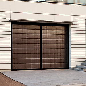 Magnetic Garage Door Screen 10x8ft, Durable Fiberglass Garage Hand Free Doors Screen with Powerful Magnets, Easy Assembly