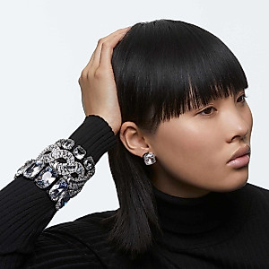 SWAROVSKI Harmonia Stud Pierced Earrings, Clear Cushion-Cut Crystals with a Mixed-Metal Setting, Part of The Harmonia Collection