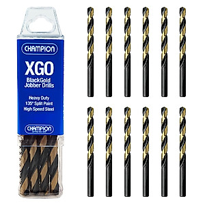 Champion Cutting Tool Heavy Duty BlackGold Jobber Drill Bits, 135 Degree Split Point: XGO-5/16 (6 pieces per pack)-MADE IN USA