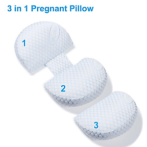 Clasymoon Pregnancy Pillows, Maternity Pillow,Pregnancy Pillows for Sleeping with Removable Cover,Pregnancy Body Pillow for Back Pain and Pregnant Legs,HIPS, Belly Support(3 in 1-Blue White)