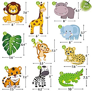30 Pieces Jungle Animal Cutouts Safari Jungle Cut-Outs for Bulletin Board Classroom Baby Shower Animals Theme Birthday Party Decorations