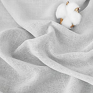 RYB HOME Grey Sheer Curtains - Linen Curtains Grommet Window Curtain Drapes Light Airy Semi Sheers for Bedroom Patio Living Room Patio Door, Wide 52 x Long 84 inch, 2 Panels, Dove Grey