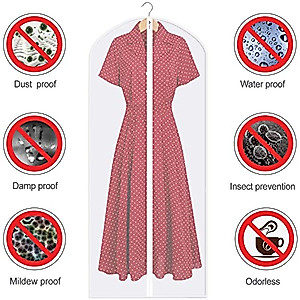 Perber Hanging Garment Bags Clear Suit Bag (Set of 10) Lightweight Dust-Proof Clothes Cover Bags with Full Zipper for Closet Storage and Travel -24'' x 32'' x 40'' x 48''/10 Pack