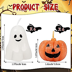 12 Pcs Halloween Ghost Pumpkin Candle Fun Face Black Cat Witch Scented Shaped Candles Thanksgiving Halloween Candle Handmade Wax Fall Candles and Pumpkin Decor for Home (Ghost, Pumpkin)