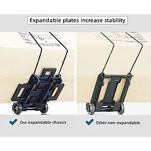 MShop Shopping Cart Folding Luggage Cart 2 Wheels Lightweight Luggage Trolley Small Plastic Hand Truck for Groceries, Camping ,Super Market, Travel,Moving and Office Use Trolley (Black-JMA) (ULC-01)