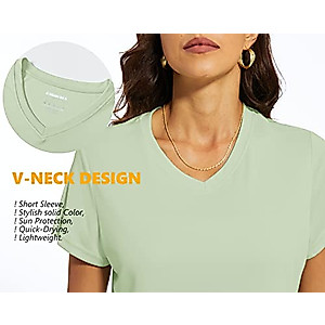 TACVASEN Womens T-Shirts Short Sleeve Shirts Summer Shirt Swim Shirts Rash Guard Quick Dry T Shirt Athletic Shirts Sun Protection Shirt Workout Shirts UV Shirts for Women Light Green