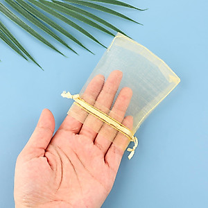 DIVINA VITAE Organza Bags, Gold Gift Bags, 50PCS Mini Mesh Gift Bags with Drawstring 3 X 4 Inches, Candy Jewelry Gift Bags for Wedding Thanksgiving Christmas Party