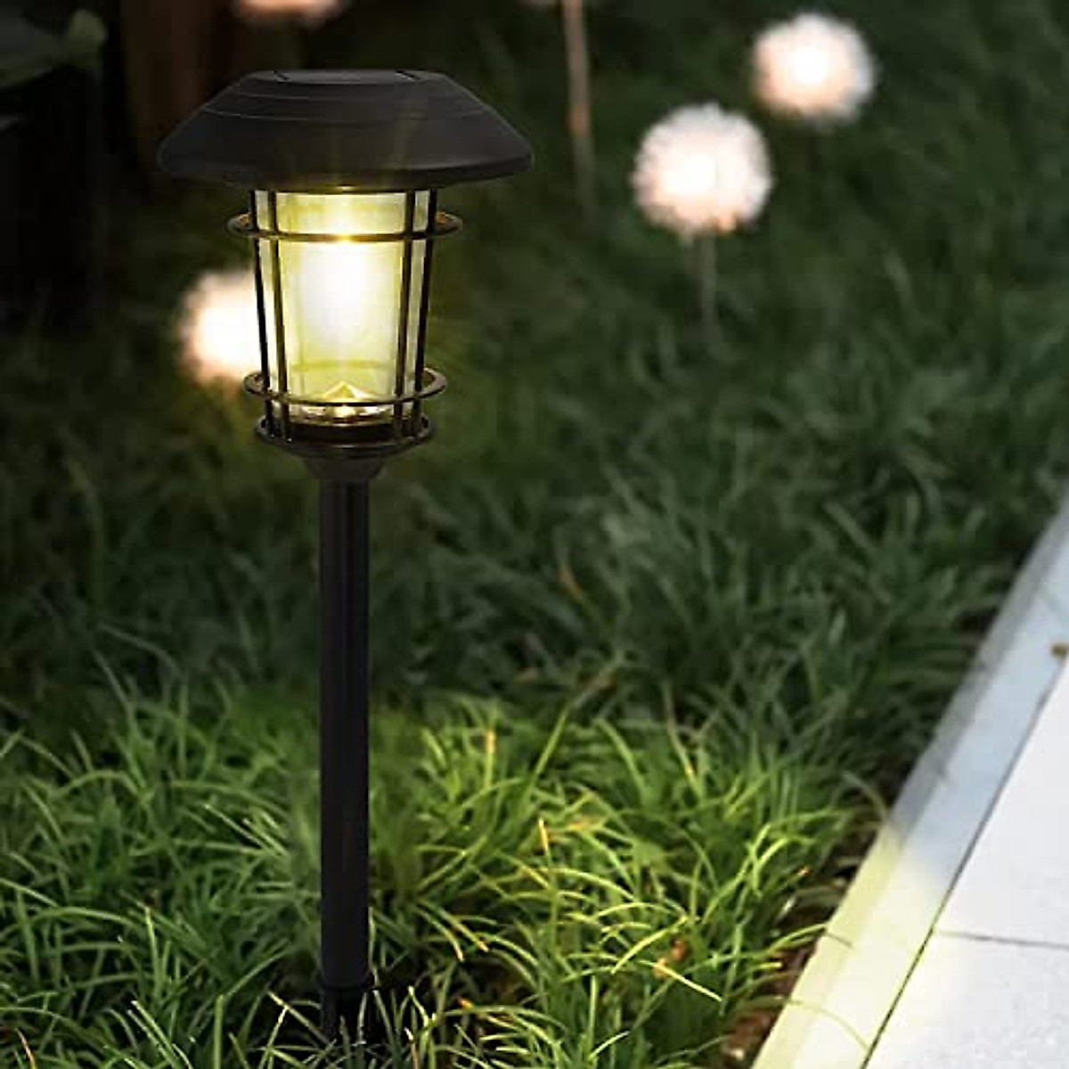 Grand patio Solar Outdoor Lights, 5 Pack, Glass Light Aluminum & Steel Frame, Waterproof, All-Weather Pathway Light, Automatic Dusk and Dawn Sensor (Slate Gray)