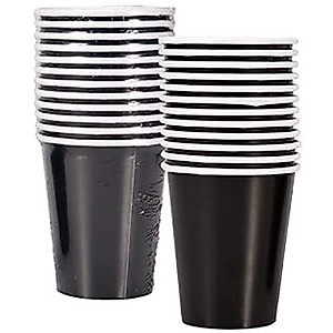 Amscan Durable Party Paper Cups, 9 oz, Jet Black, 12 Each