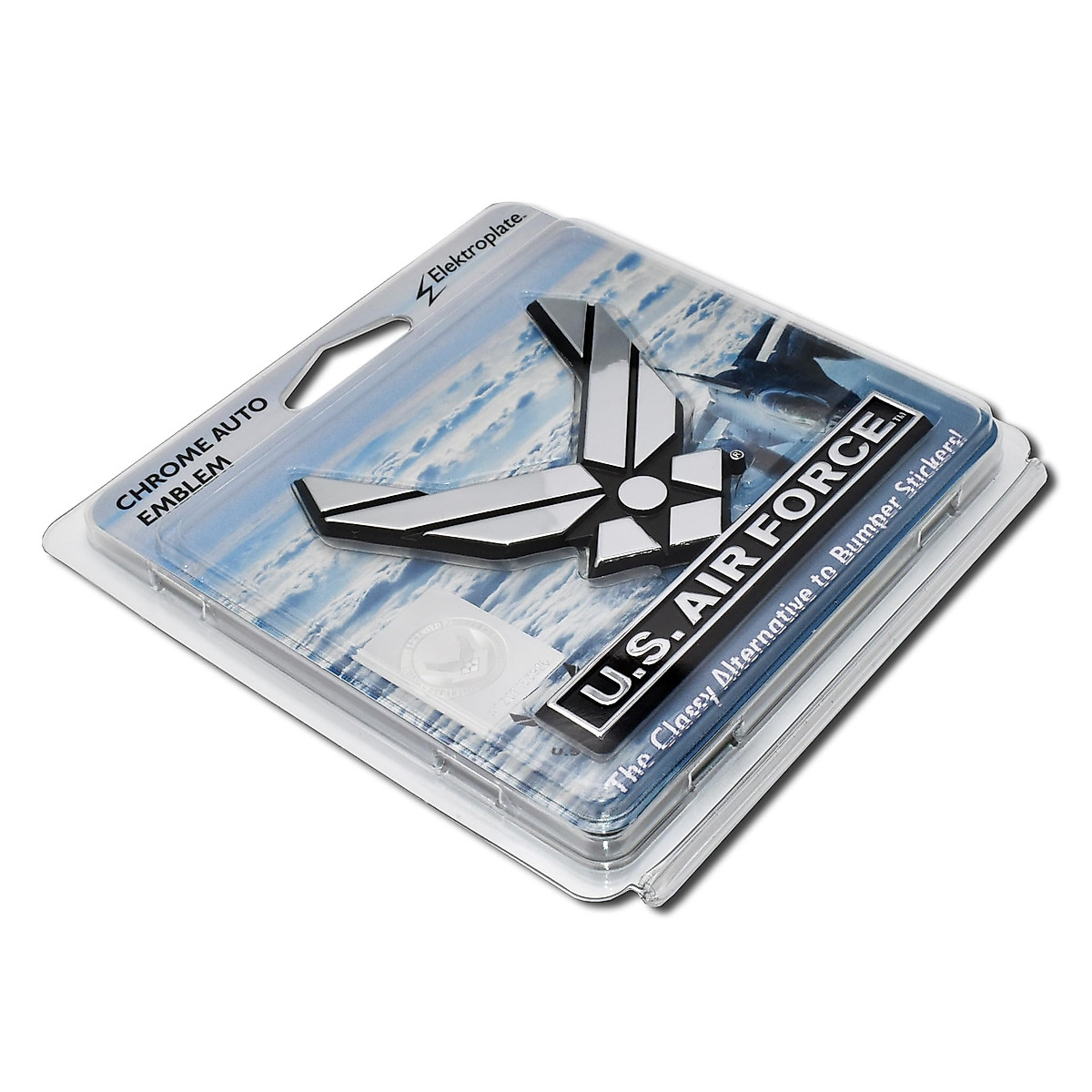 Elektroplate Officially Licensed U.S. Air Force Wings Chrome Auto All Metal Emblem for Cars, Trucks, and All Auto | Universal Fit at 3" x 3.4" | Weatherproof
