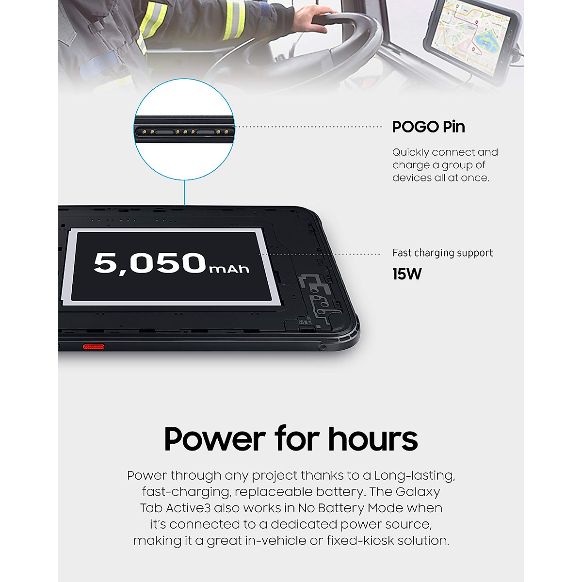 SAMSUNG Galaxy Tab Active3 Enterprise Edition 8” Rugged Multi Purpose Tablet |64GB & WiFi & LTE (Unlocked) | Biometric Security (SM-T577UZKDN14), Black