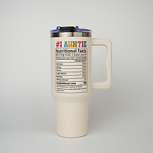 FROOBLEQUIRK Best Auntie 40oz Tumbler – Cool Aunt Club Cup, Funny Nutrition Facts Design, Birthday & Holiday Gift from Niece or Nephew