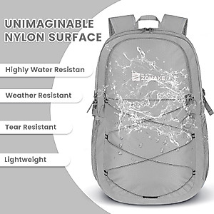 ZOMAKE Packable Backpack 35L:Lightweight Hiking Backpacks - Foldable Water Resistant Back Pack Travel Day Pack for Camping Outdoor Hiking (Medium grey)