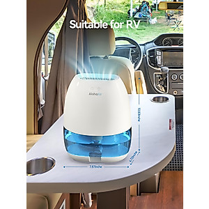 AlohaAir Dehumidifiers for Home, 34 oz Small Dehumidifier for Room, Quiet Dehumidifiers for Bathroom, Bedroom, RV, Closet with Auto Shut Off, 7 Colors Night Light