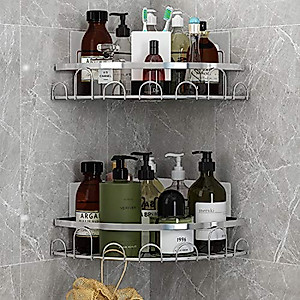 KESOL Corner Shower Caddy Shower Shelves 2 Pack, Wall Mounted Adhesive, Shower Organizer, No Drilling Bathroom Shelf with SUS304 Stainless Steel RustProof Water Proof Scratch Resistant