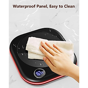 MQUPIN Coffee Warmer, Coffee Cup Warmer for Desk Auto Shut Off, Smart Candle Warmer with Temp Display & 1-12 Hours Timer- 1 Gold Coffee Spoon & 1 Black Insulating Mat Included (Black)