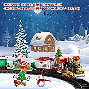 AOKESI Electric Train Set for Kids, Battery-Powered Train Toys with Light, Railway Kits w/Steam Locomotive Engine, Cargo Cars & Tracks, Classic Toy Train Set Gifts for 3 4 5 6 Years Old Boys Girls