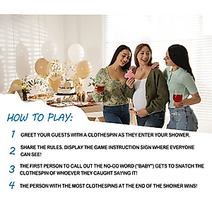 Don't Say Baby Clothespin Games,Cowboy Baby Shower Game (Pack of 1 Sign and 50 Mini Clothespins),Baby Shower Decorations,Baby Shower Game Gender Neutral,Party Favors Supplies - 23