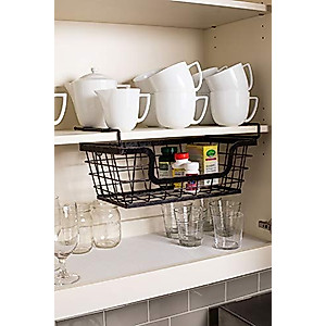 BirdRock Home Wire Basket for Storage - Set of 2 Baskets - Stackable - Hanging – Wall Shelf - Fruit Vegetable Organization – Pantry Cabinet - Metal Bin for Kitchen Counter – Bathroom Storage