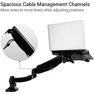FLEXIMOUNTS 2-in-1 Monitor Arm Laptop Mount Stand Swivel Gas Spring LCD Arm Height Adjustable Desk Mounts for 10''-24' Monitor/ 11-17.3 inches Notebook