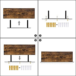 HOOBRO Floating Shelves, Wall Shelf Set of 2, 23.6 Inch Hanging Shelf with Invisible Brackets, for Bathroom, Bedroom, Toilet, Kitchen, Office, Living Room Decor, Rustic Brown BF60BJ01
