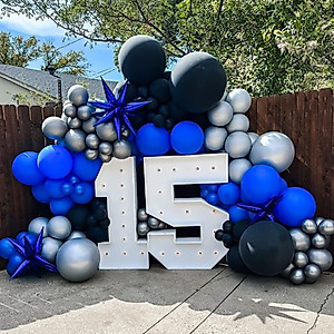 152Pcs Blue Balloon Garland Arch Kit, Royal Navy Blue and Metallic Silver Balloons in different Sizes for Boy Birthday Baby Shower Graduation Party Decoration